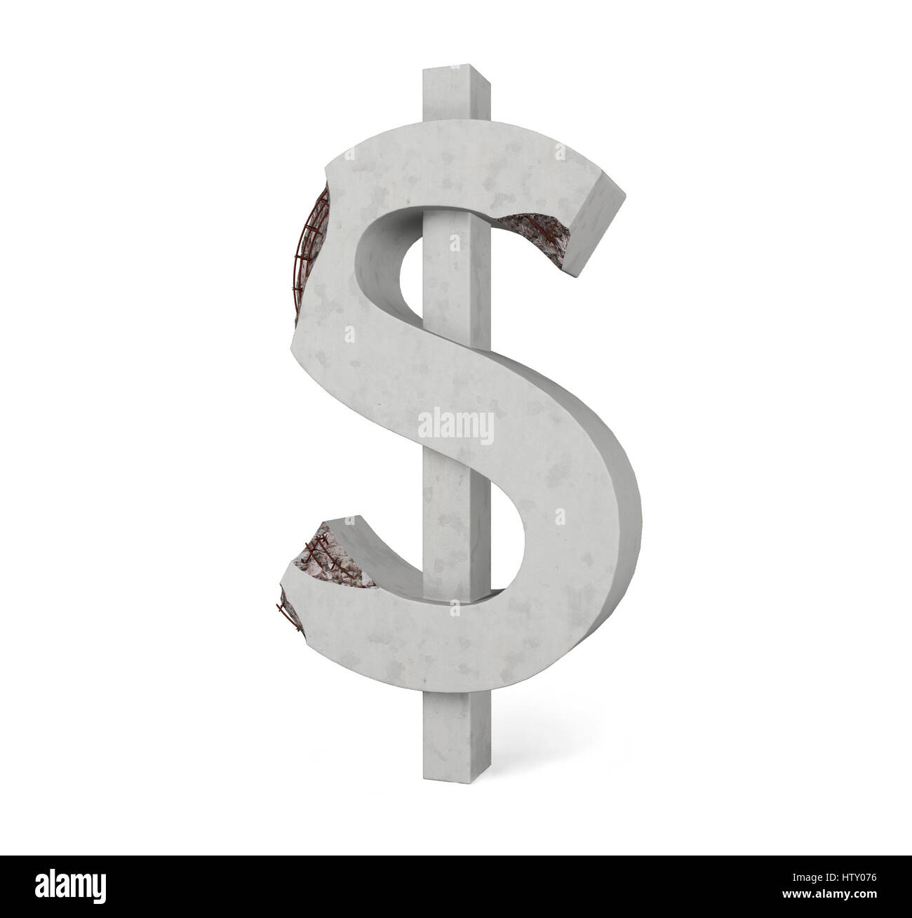 Cracked concrete dollar sign isolated on white background Stock Photo ...