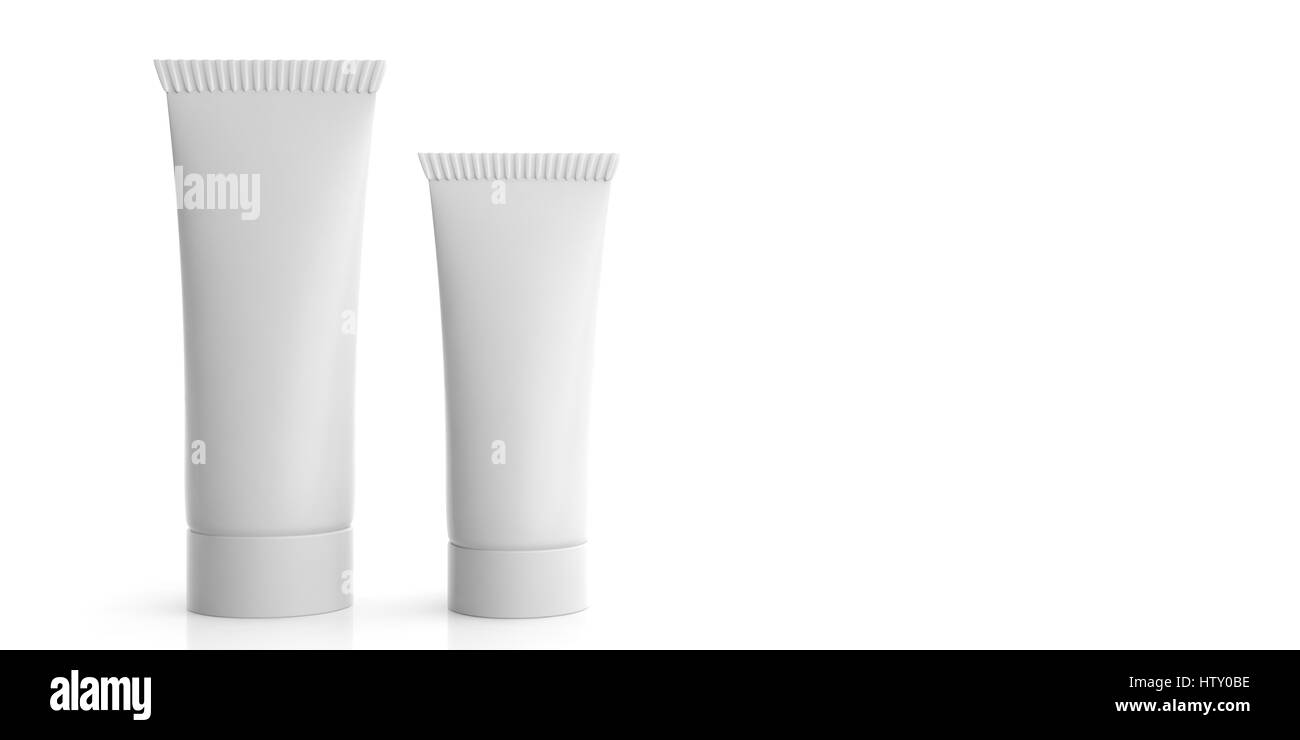 Cream tubes on white background and copy space. 3d illustration Stock ...