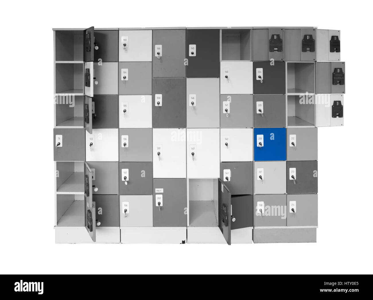 Cabinet lockers, different sizes, locked with a key Stock Photo - Alamy