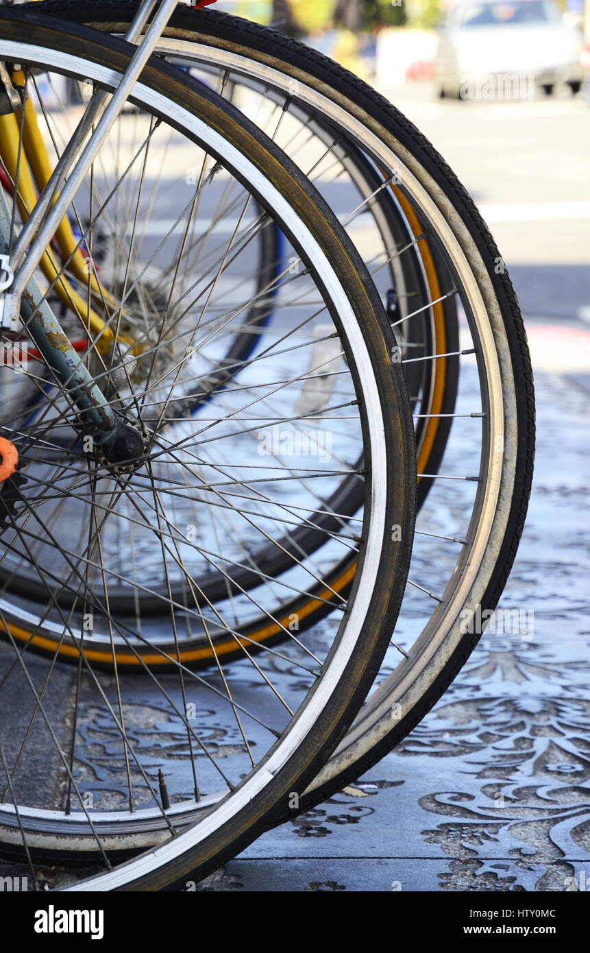 Bicycle wheels several bikes hi-res stock photography and images - Alamy