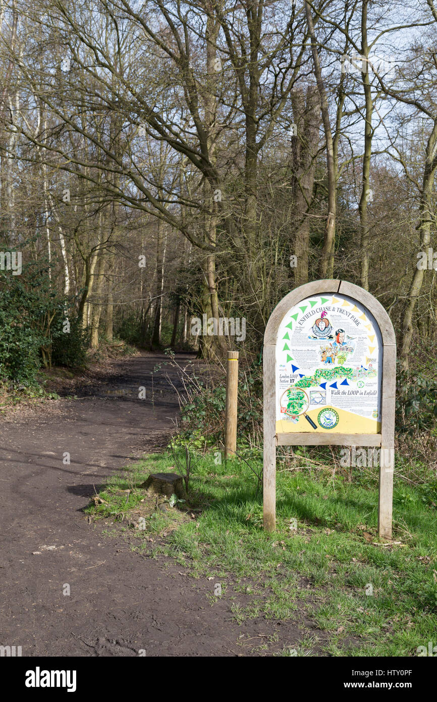 London Loop walk section 17 - Enfield Chase and Trent Park sign Stock ...