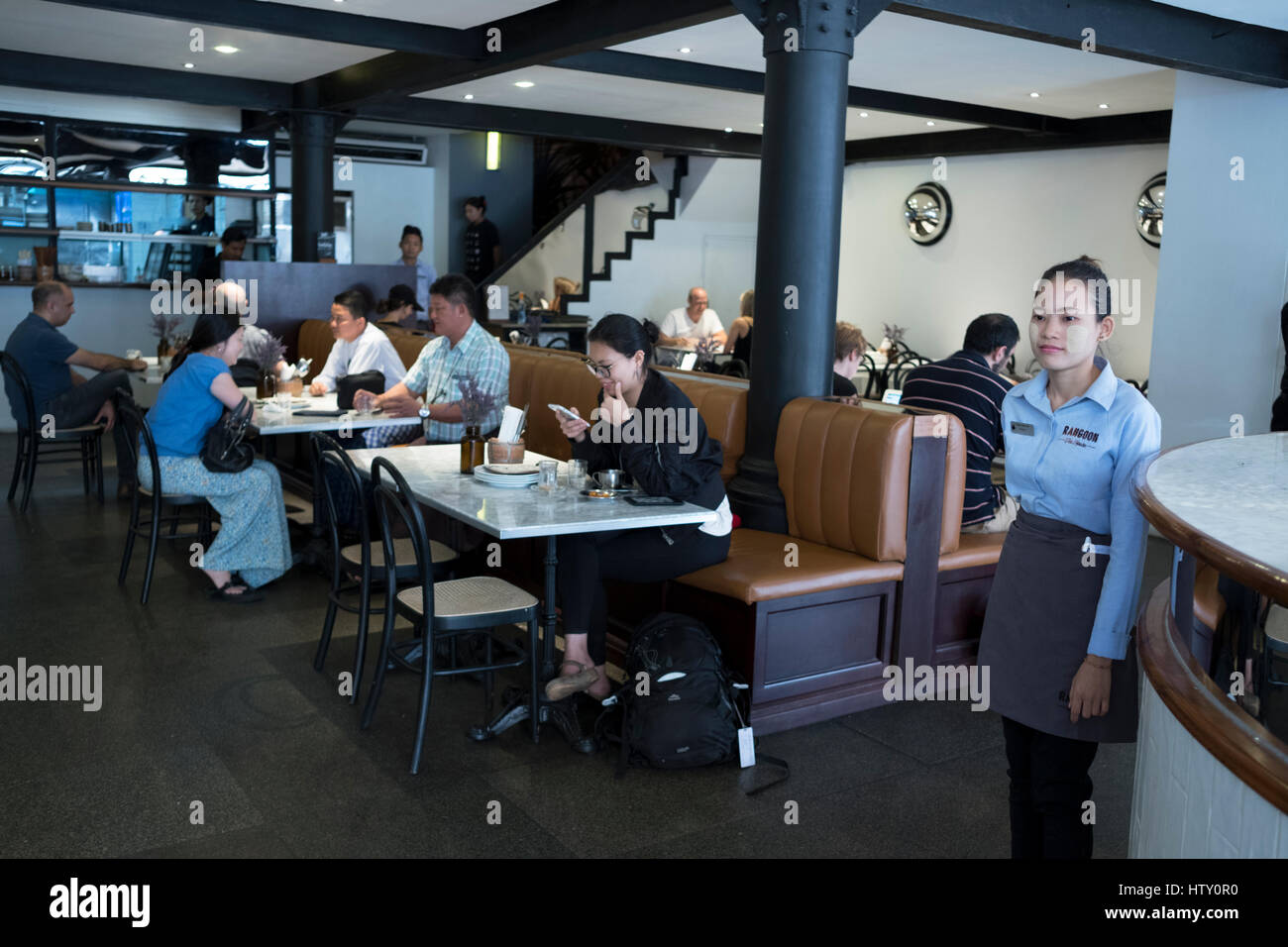 The interior of the Rangoon Tea House in Pansodan Road, Yangon, Yangon ...