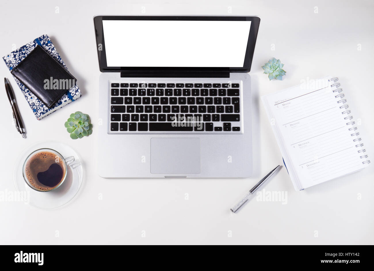 Styled workspace with laptop Stock Photo - Alamy