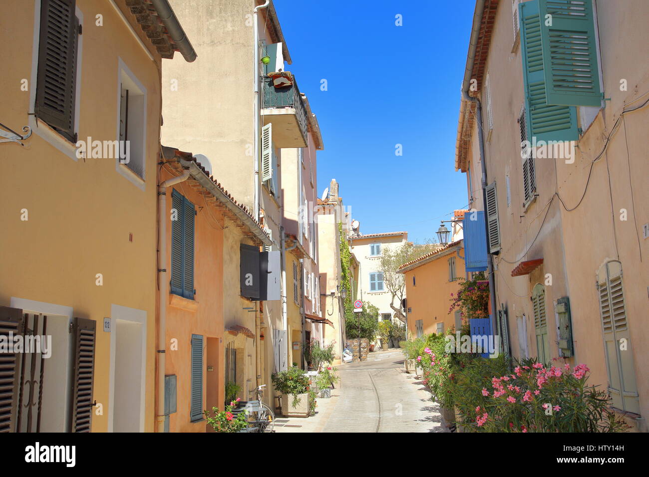 Pretty picturesque Provence village street in Saint Tropez South of ...
