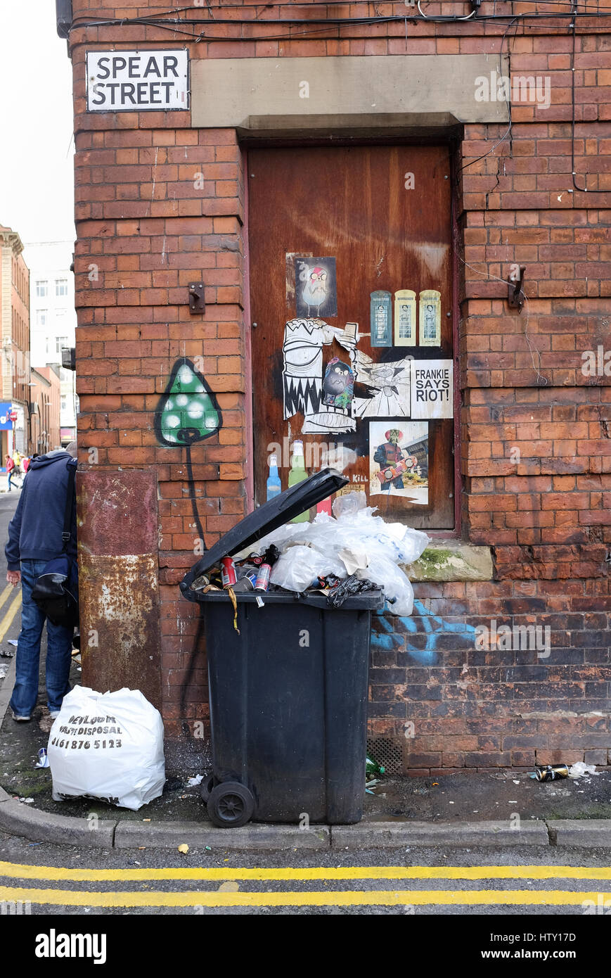 Rubbish piles up in Spear Street in Manchester city centre Stock Photo ...