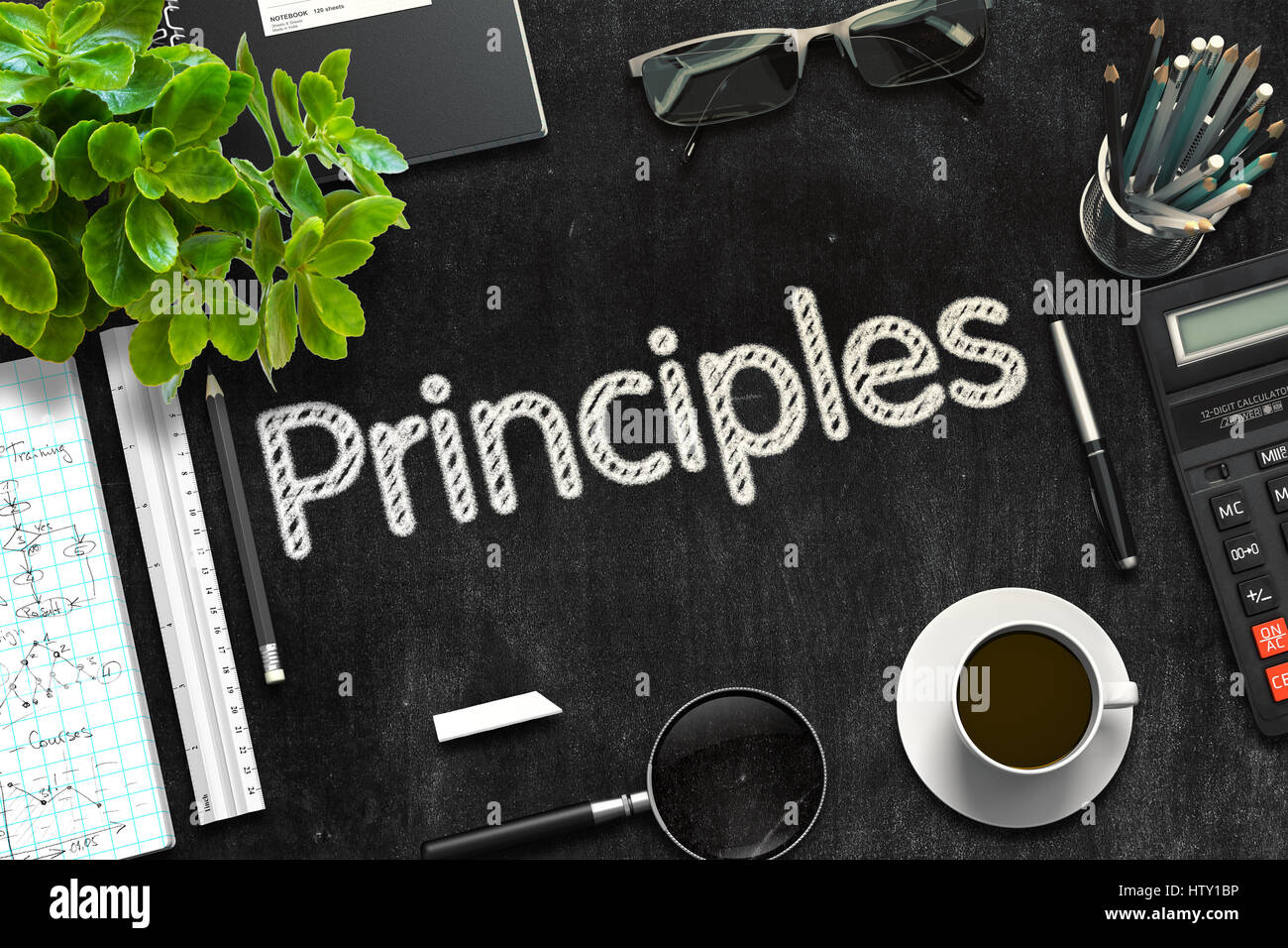 Principles Handwritten on Black Chalkboard. 3D Rendering Stock Photo ...