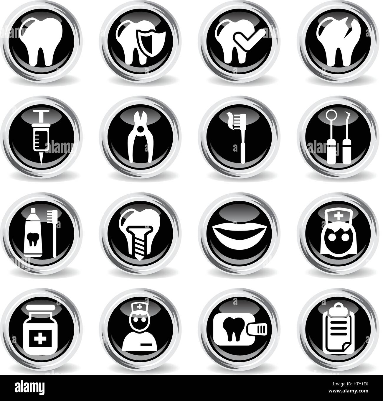 dental office icons on stylish round chromed buttons Stock Vector Image ...