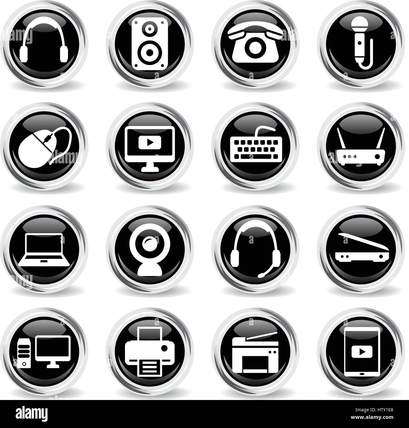Computer monitor keyboard icon symbols Stock Vector Images - Alamy