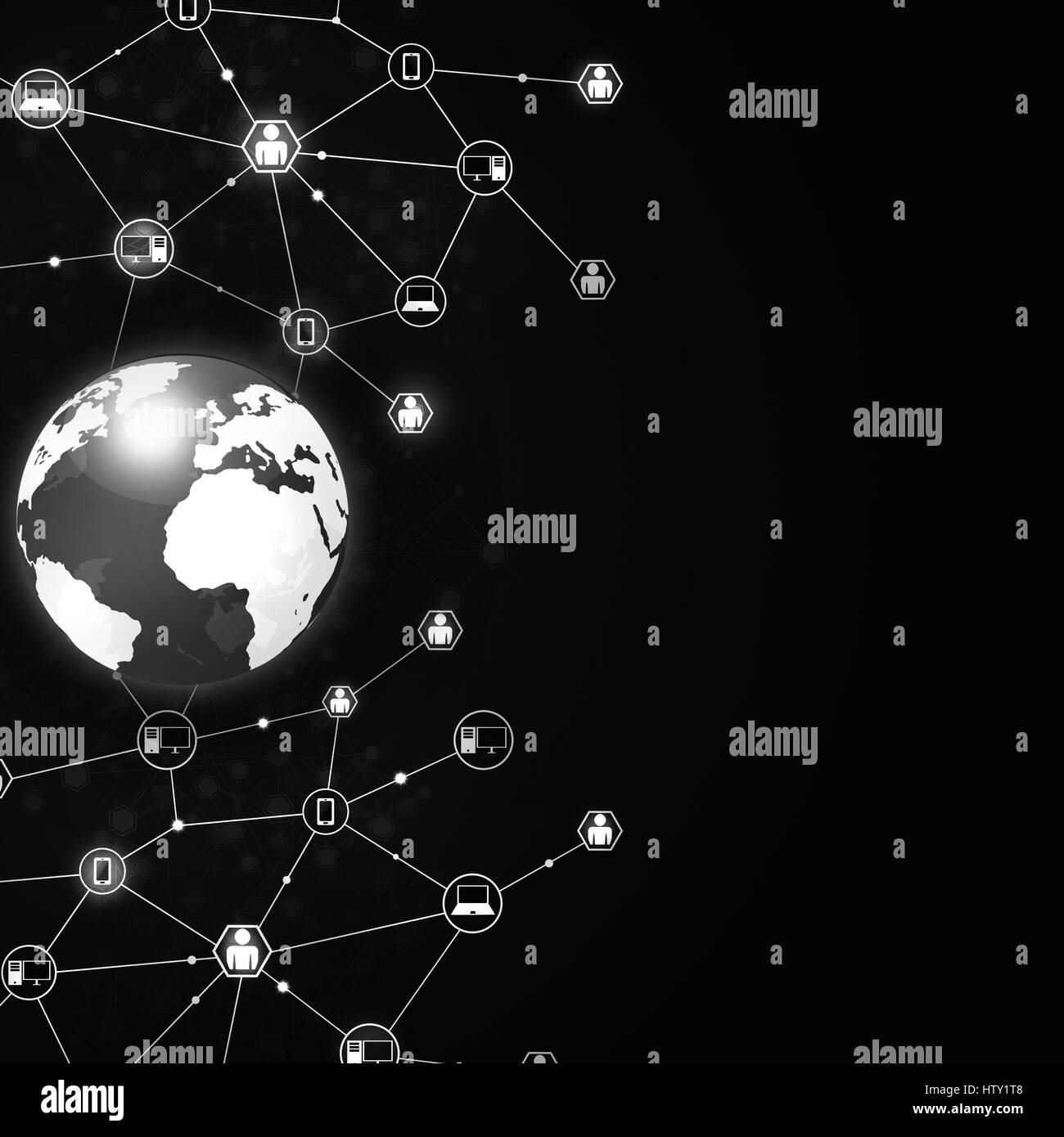 people network digital communications concept dark background Stock ...