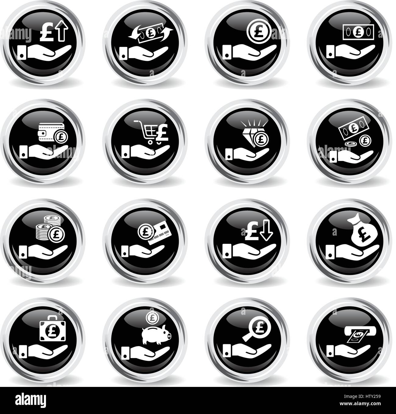hand and money web icons for user interface design Stock Vector Image ...