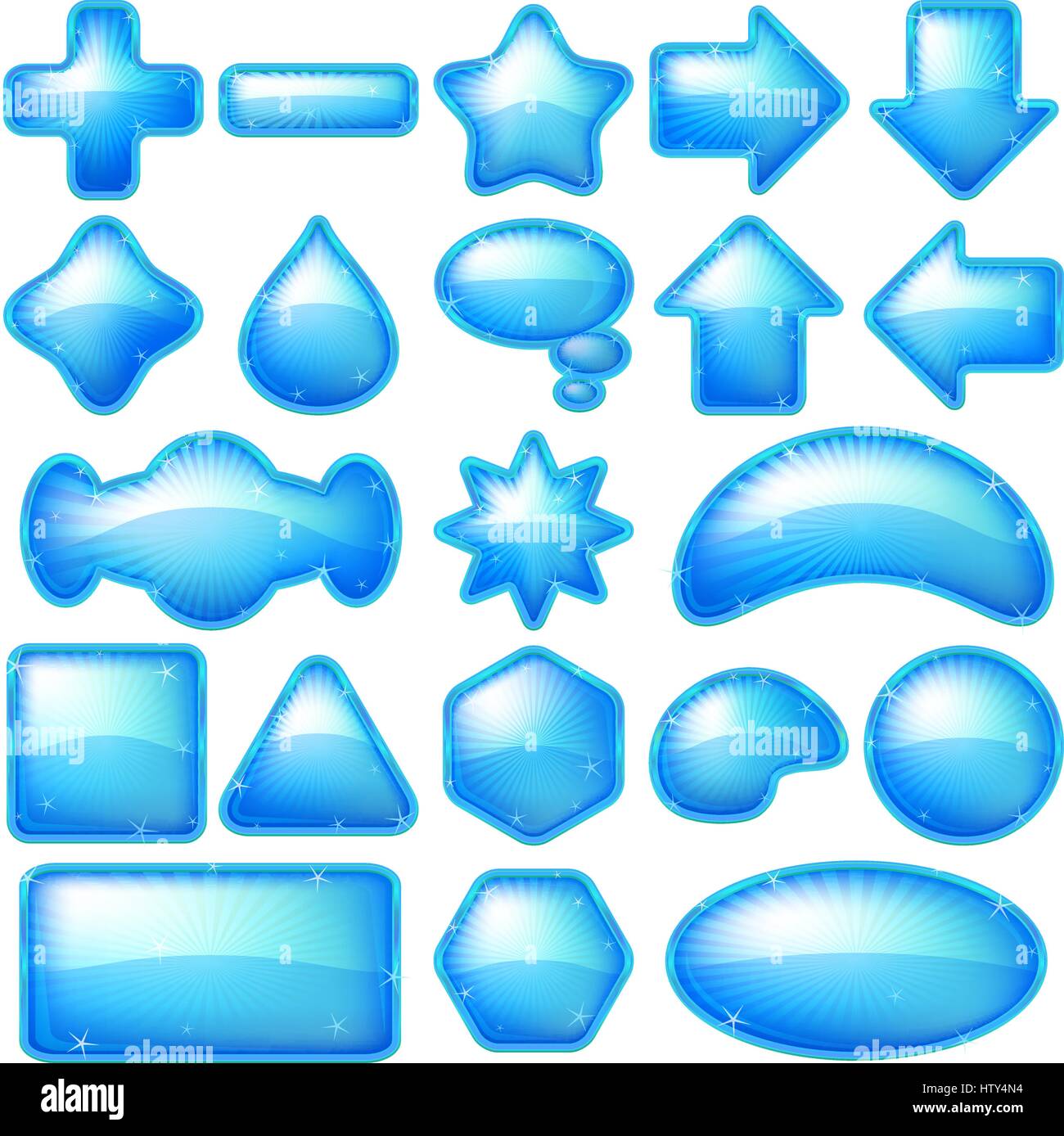 Icons buttons blue, set Stock Vector Image & Art - Alamy