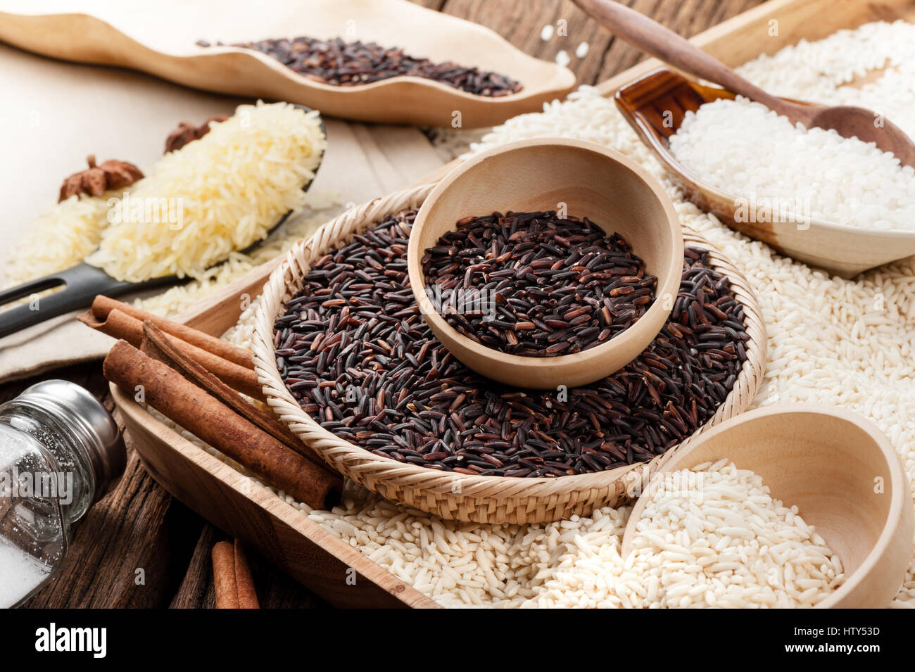 different rice varieties in the kitchen, healthy eating Stock Photo - Alamy