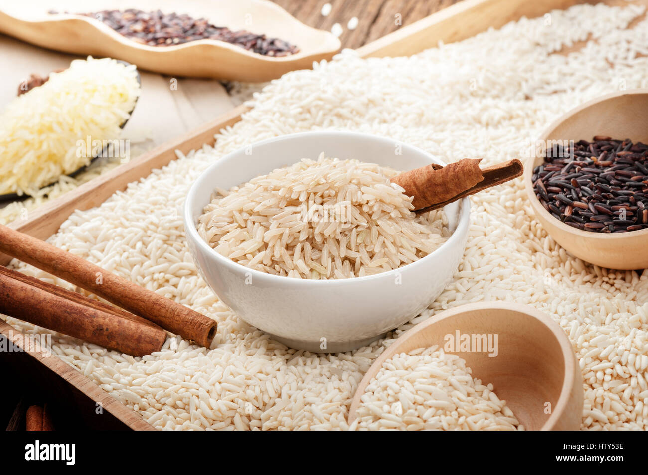 different rice varieties in the kitchen, healthy eating Stock Photo - Alamy