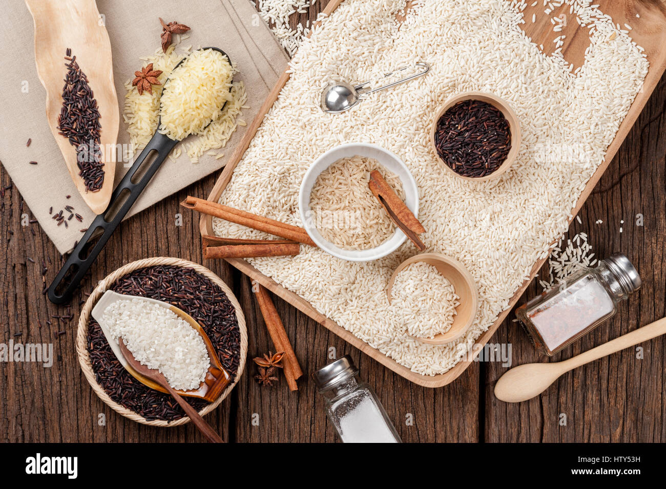 different rice varieties in the kitchen, healthy eating Stock Photo - Alamy