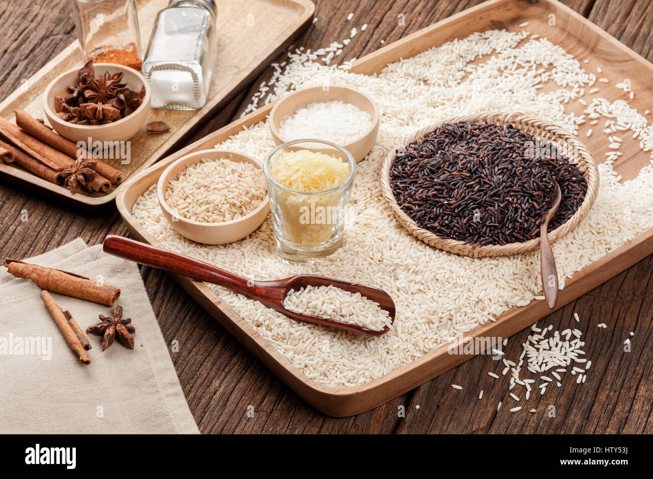 different rice varieties in the kitchen, healthy eating Stock Photo - Alamy
