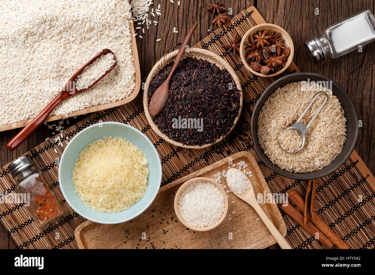 different rice varieties in the kitchen, healthy eating Stock Photo - Alamy