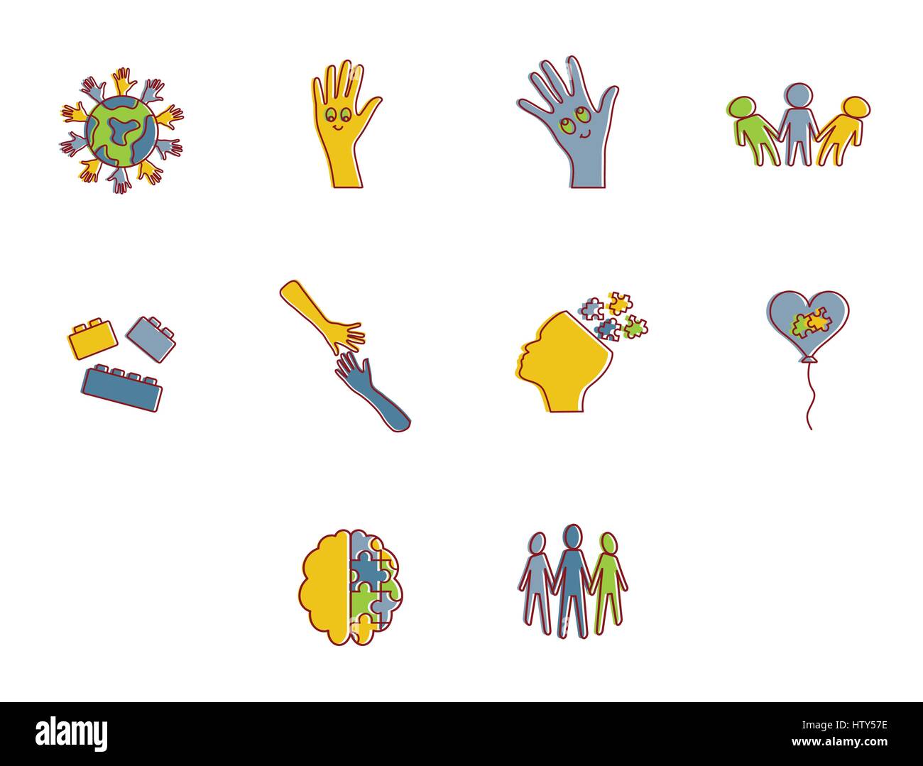 Vector icon set for awareness against white background Stock Vector ...
