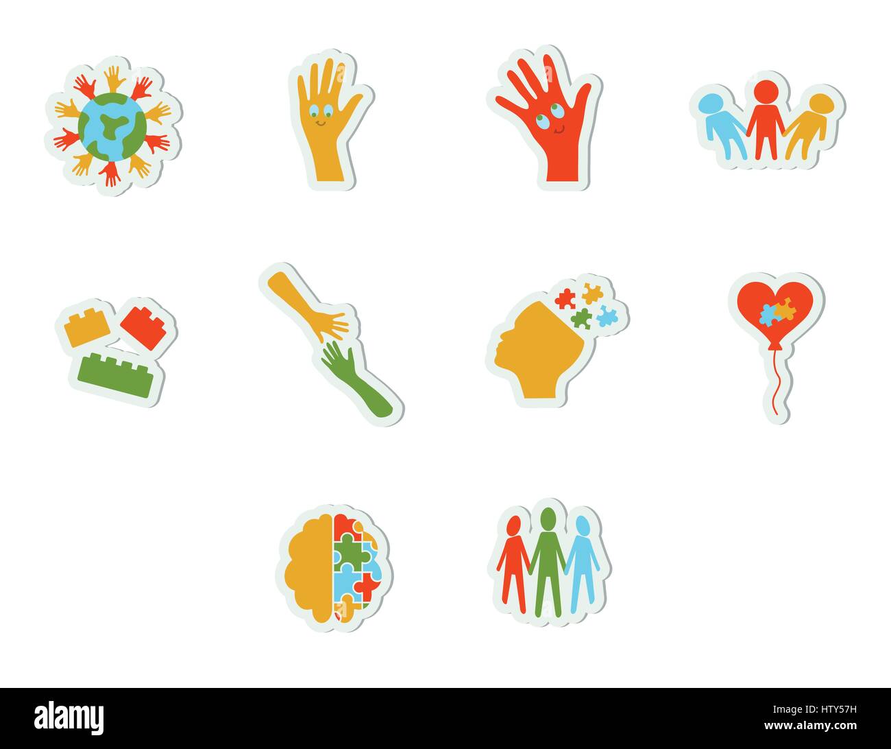 Vector icon set for awareness against white background Stock Vector ...