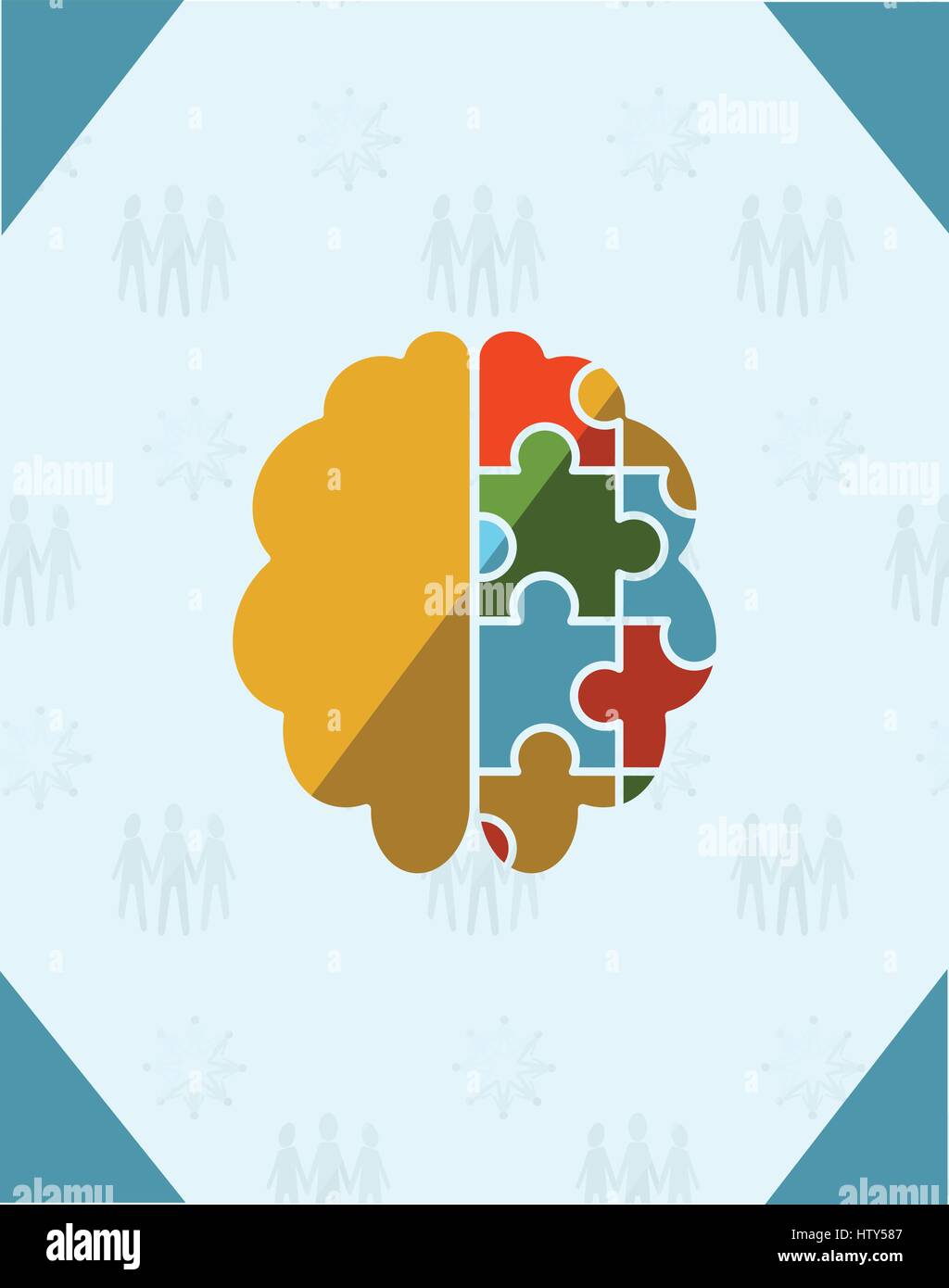 Vector of greeting card with puzzle brain symbol Stock Vector Image ...