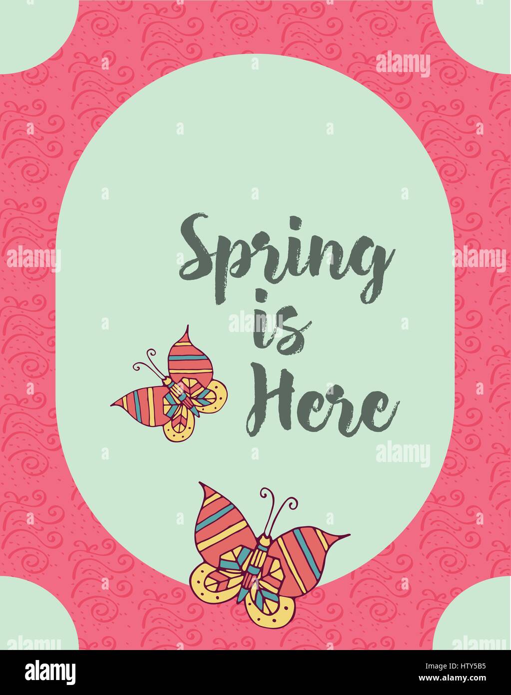 Vector of greeting card with spring is here message Stock Vector Image ...