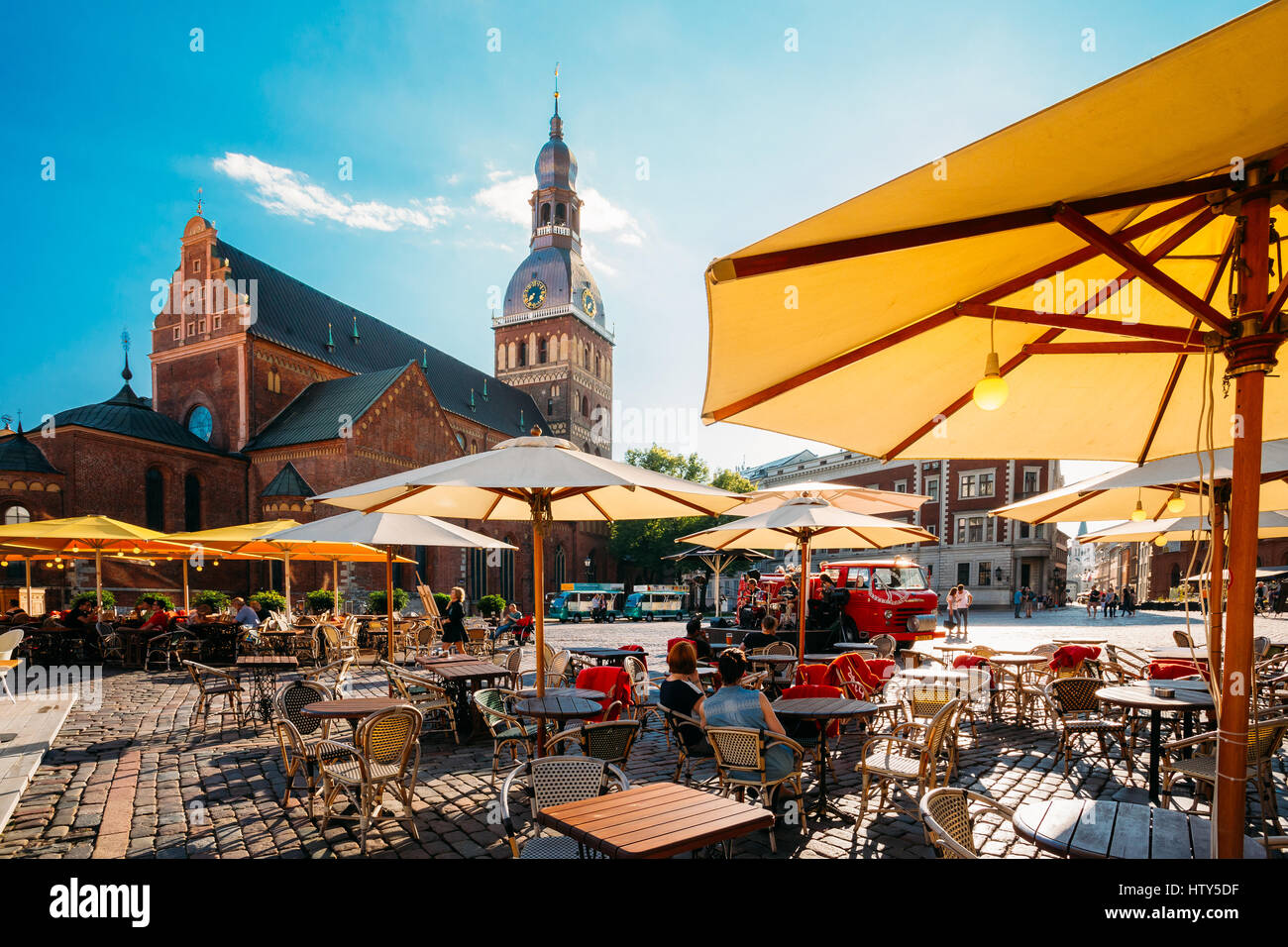 Riga, Latvia - July 1, 2016: People Resting On Dome Square In Sunny ...