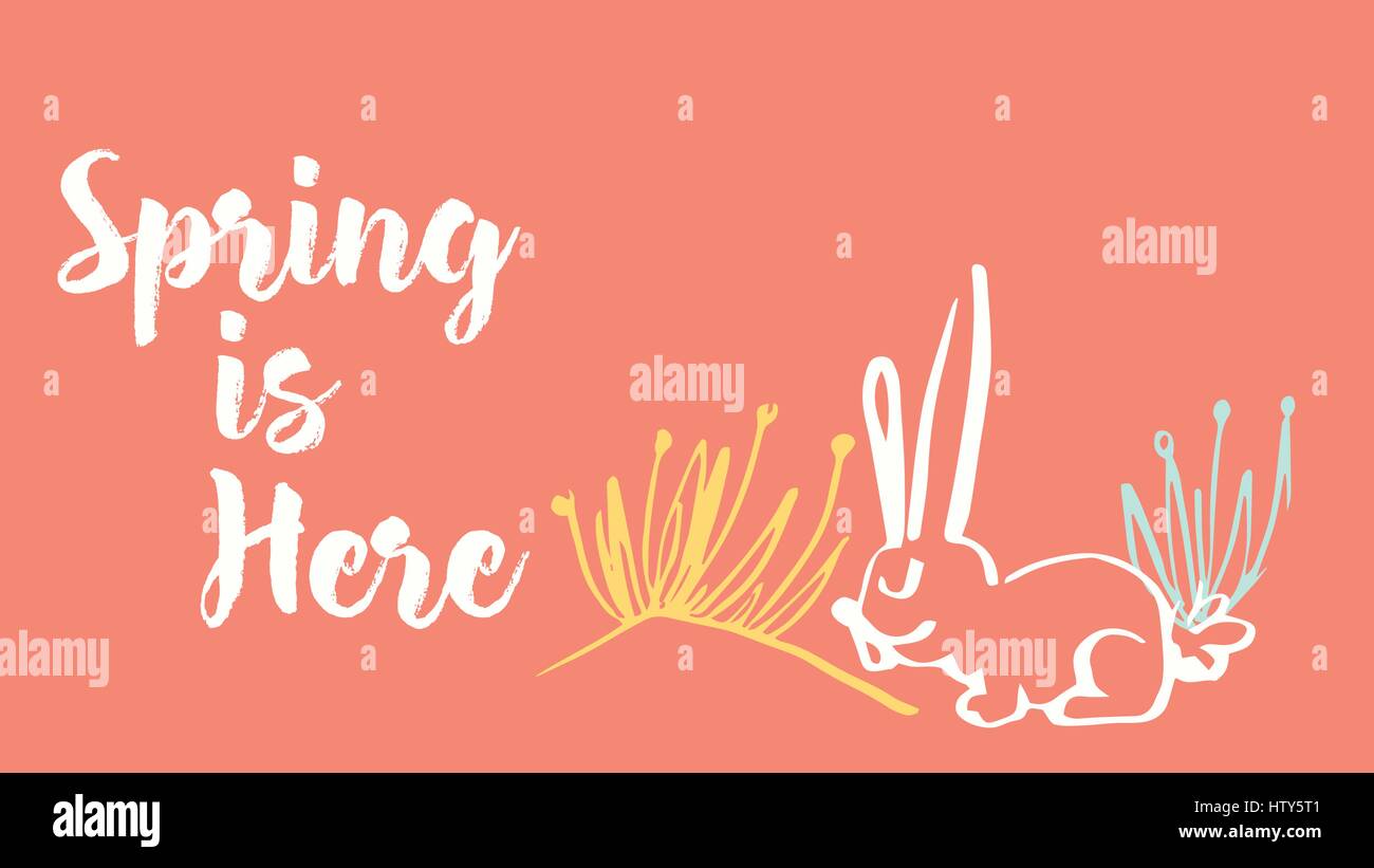 Vector of greeting card with spring is here message Stock Vector Image ...