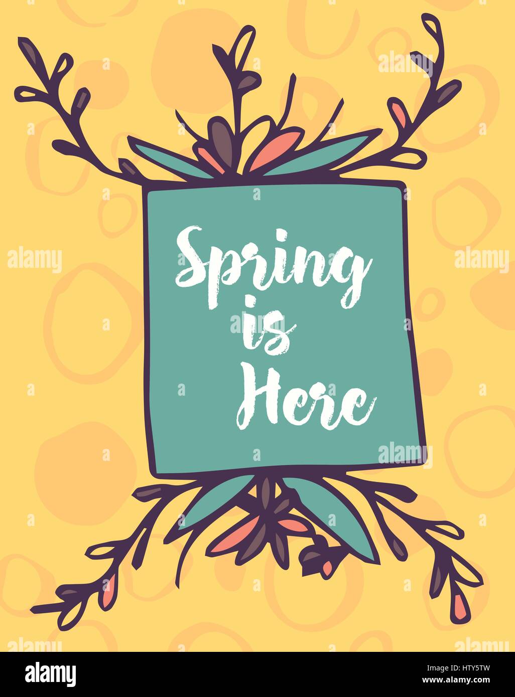 Vector of greeting card with spring is here message Stock Vector Image ...