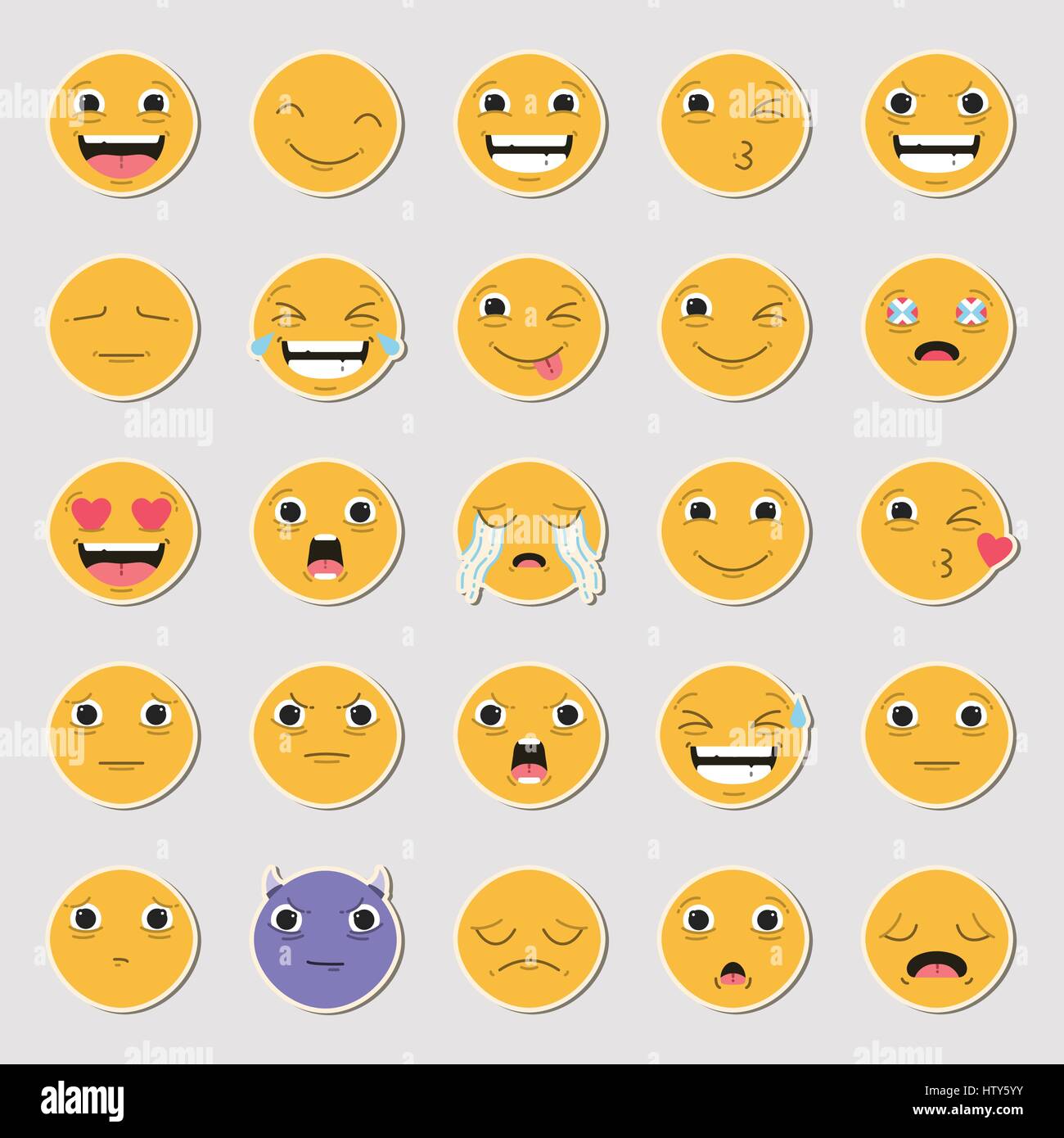 Vector icon set of emoticons against white background Stock Vector ...