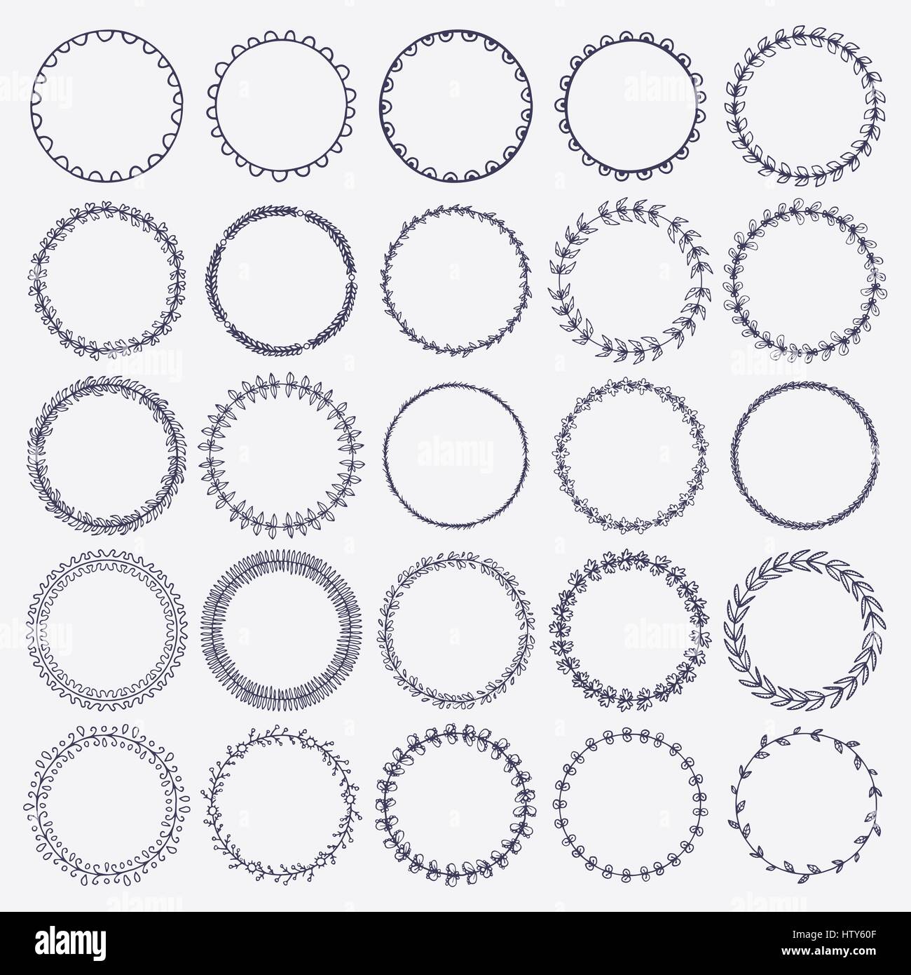 Vector icon set of round frames against white background Stock Vector ...