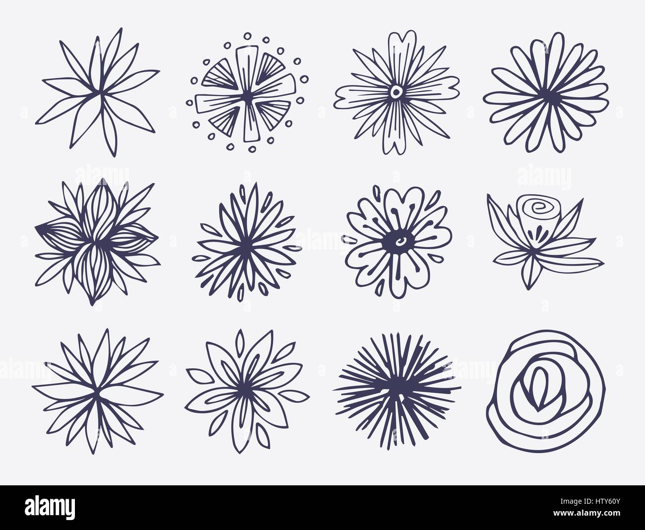Vector icon set of flowers against white background Stock Vector Image ...