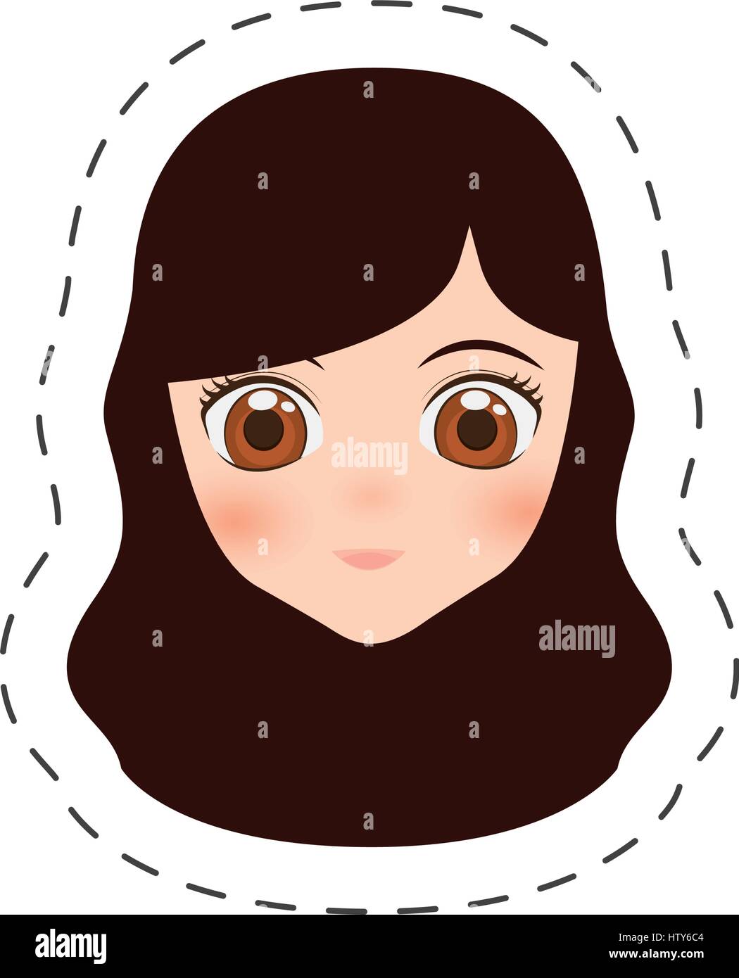 anime face girl cartoon - cut line Stock Vector Image & Art - Alamy