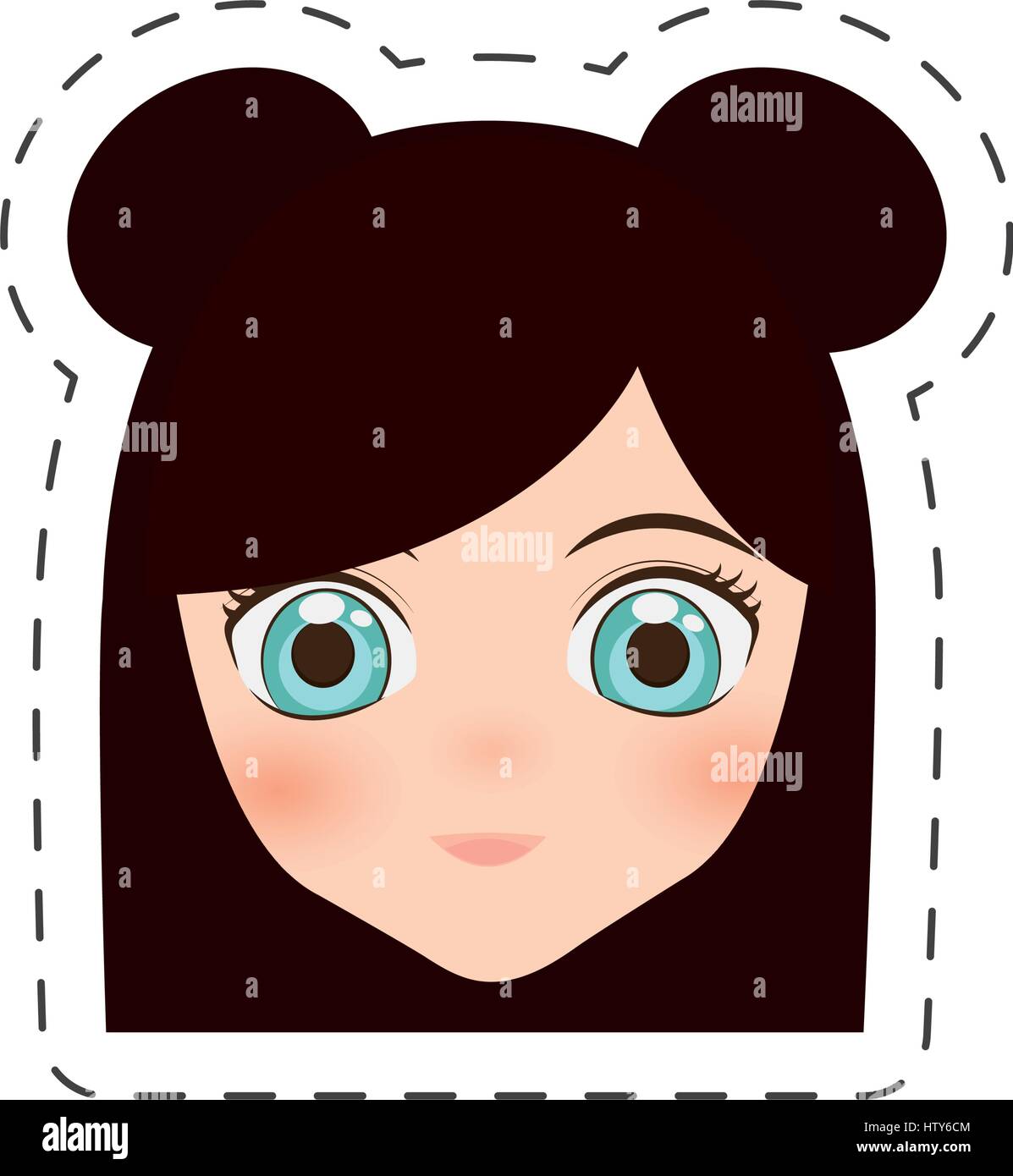 anime face girl cartoon - cut line Stock Vector Image & Art - Alamy