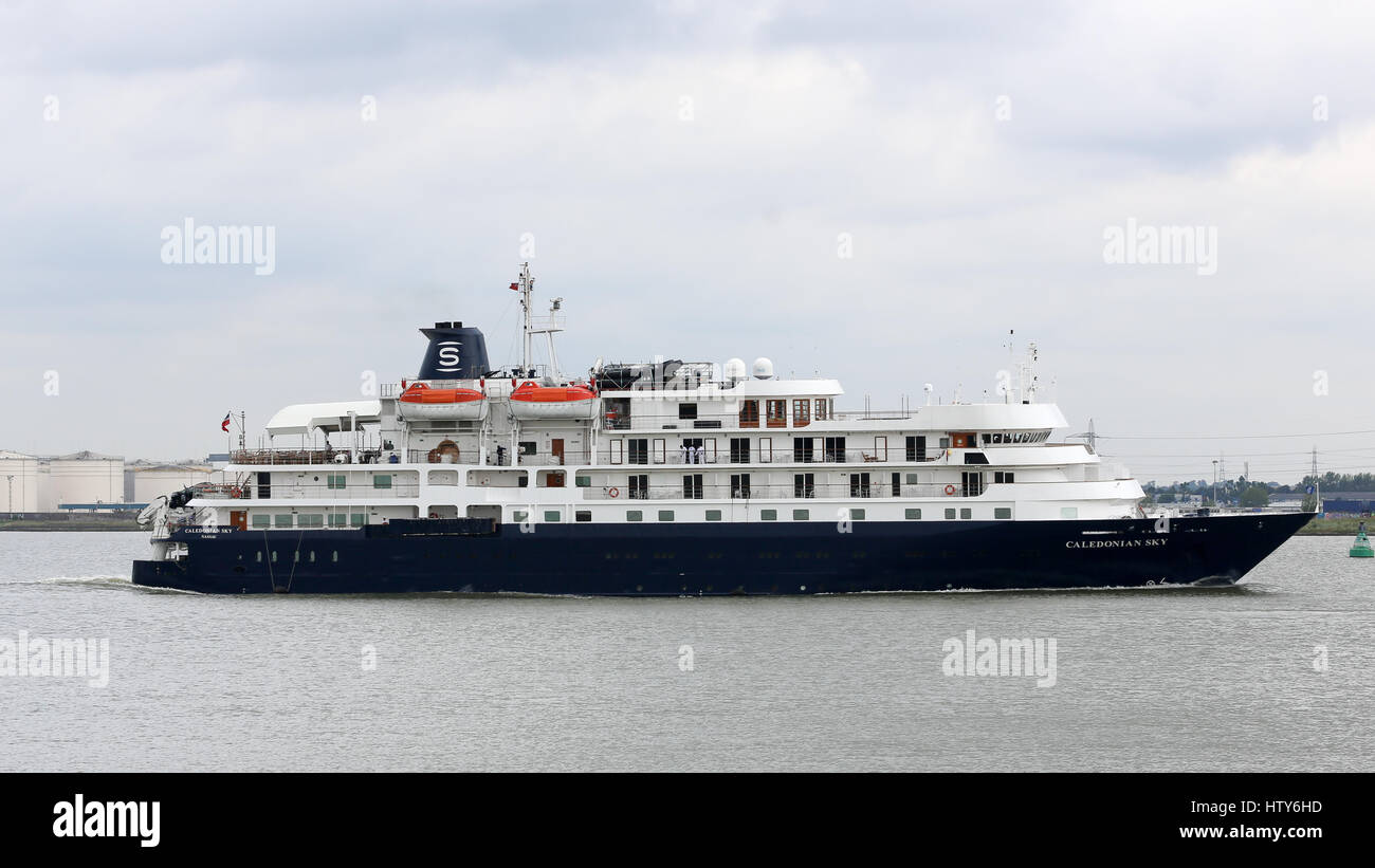 Cruise ship Caledonian Sky on the River Thames in 2012 Stock Photo - Alamy