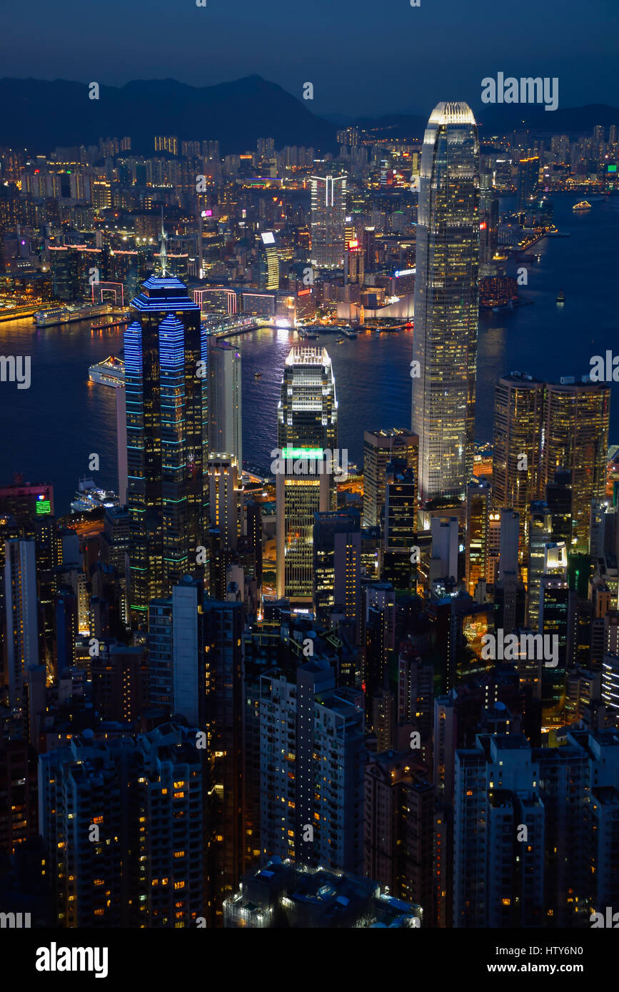Night view of Hong Kong skyline from the Victoria peak Stock Photo - Alamy