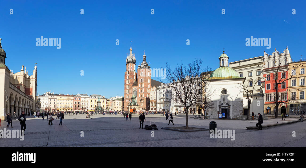 Krakow Market square with the Cloth Hall St Mary's church and St ...