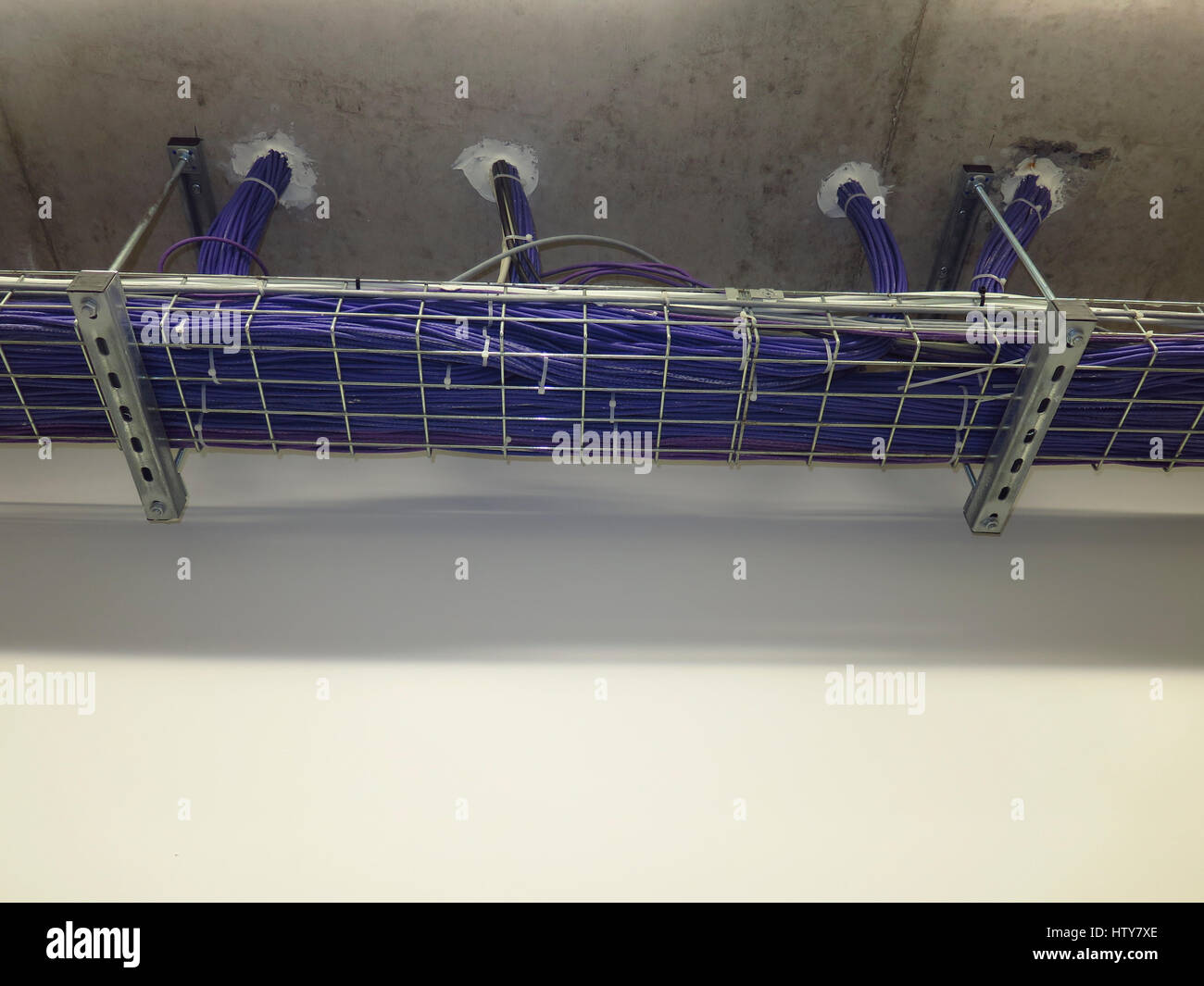 Data cabling in wire trays Stock Photo - Alamy