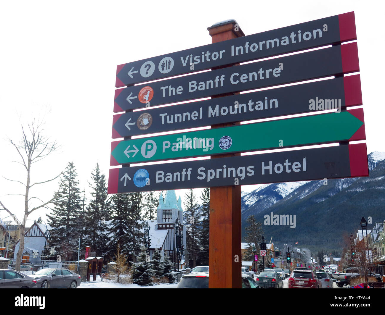 Tourist information sign Banff Alberta Stock Photo - Alamy
