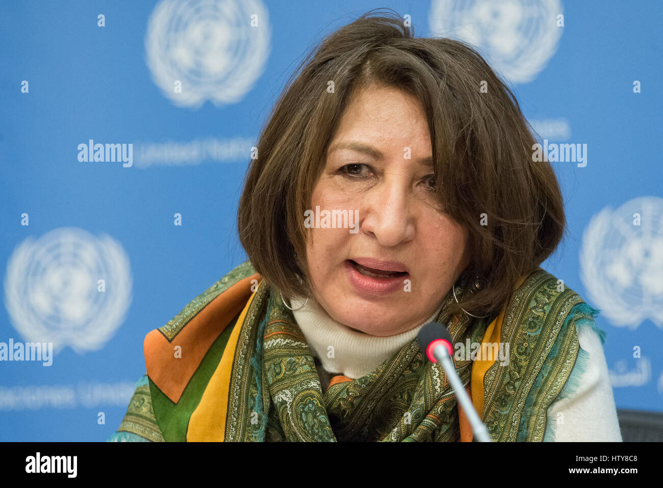 New York, United States. 15th Mar, 2017. Fatemah Khafagy speaks with ...