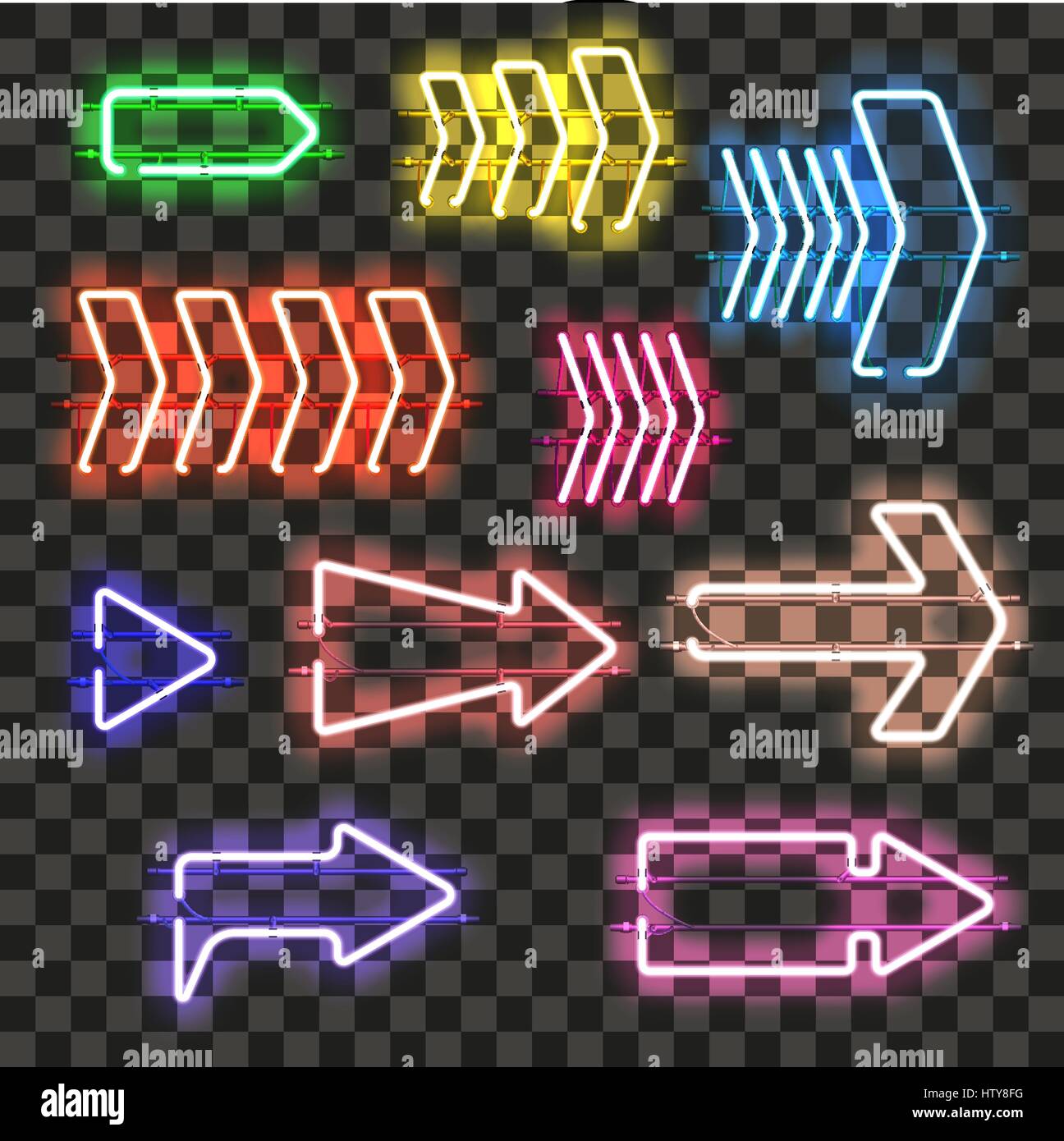 Set of glowing neon arrows with different colors Stock Vector Image ...