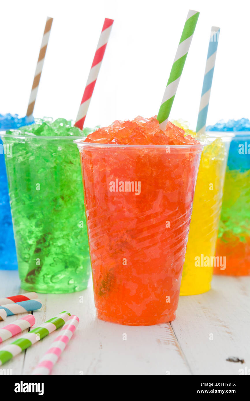 Colorful summer slushies isolated on white background Stock Photo - Alamy