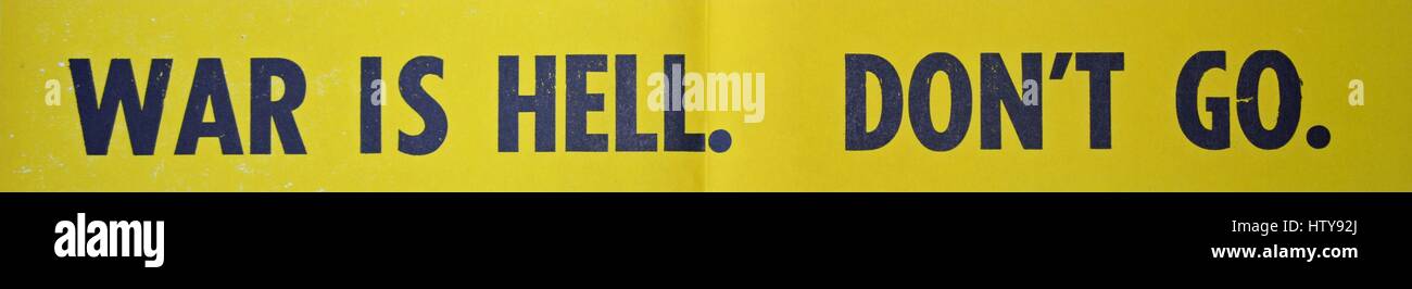 Vietnam war era bumpersticker with text reading 'War is Hell Don't Go ...