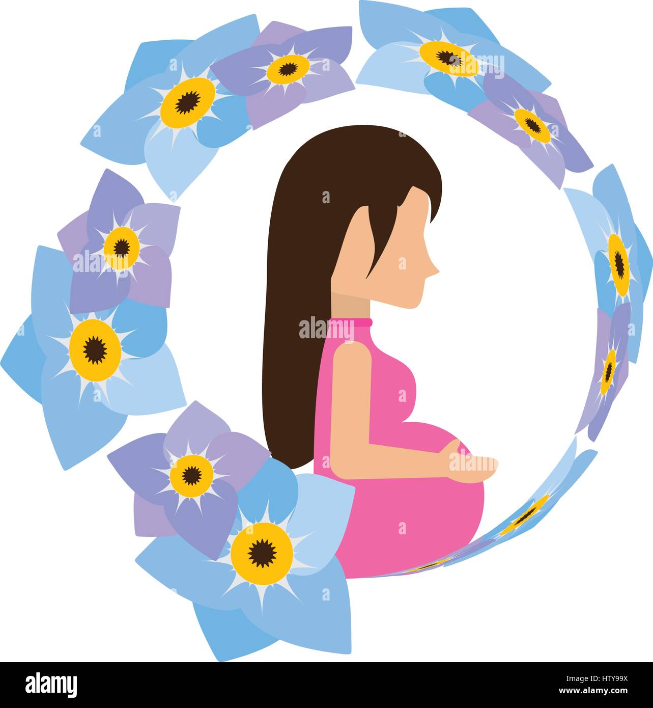 pregnant woman flower decoration Stock Vector Image & Art - Alamy