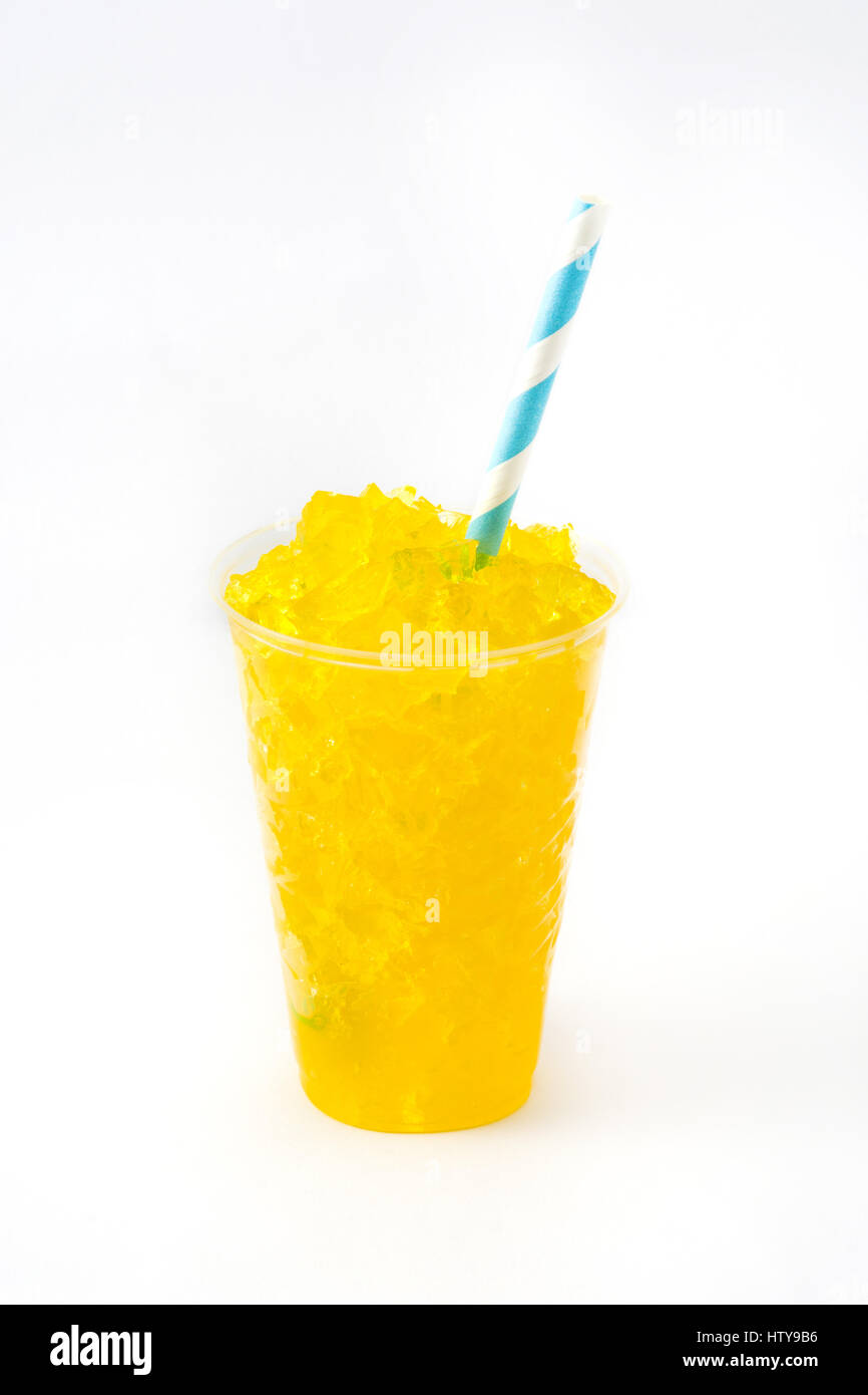 yellow summer slushie isolated on white background Stock Photo - Alamy
