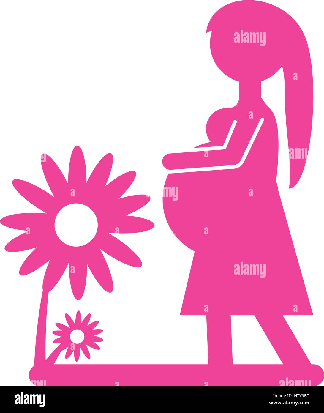 Drawing woman pregnant flower hi-res stock photography and images - Alamy