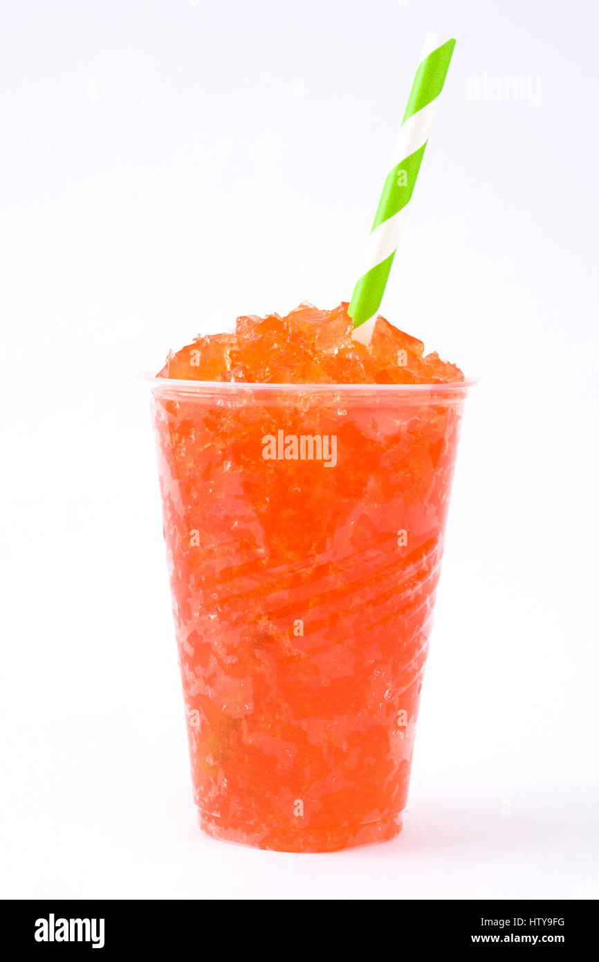 Red summer slushie isolated on white background Stock Photo - Alamy