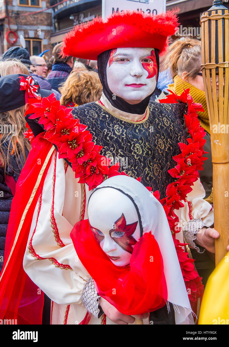 BINCHE , BELGIUM - FEB 26 : Participant in the Binche Carnival in ...