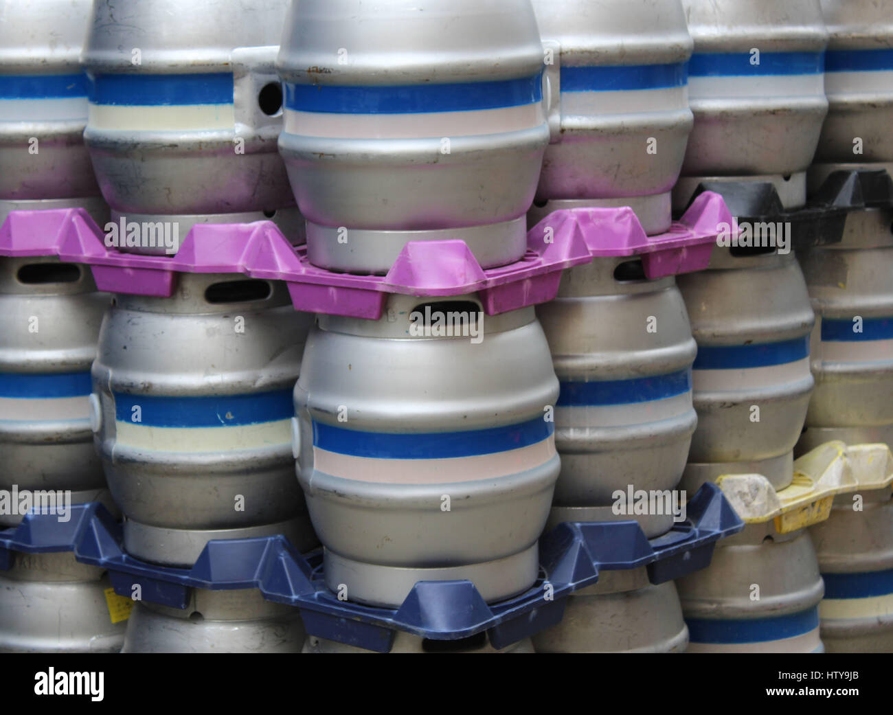 Stacked beer barrels Stock Photo - Alamy