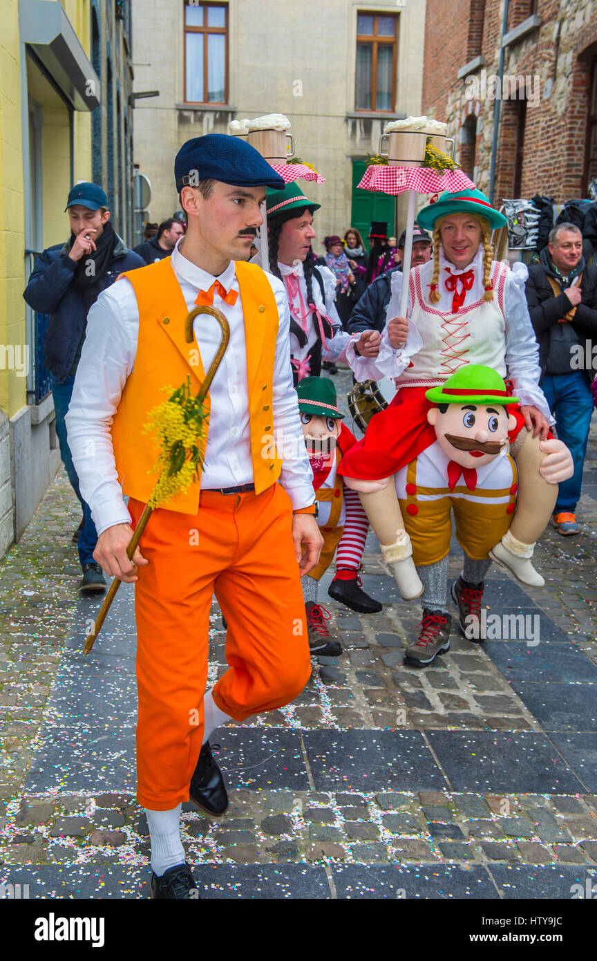 BINCHE , BELGIUM - FEB 26 : Participants in the Binche Carnival in ...