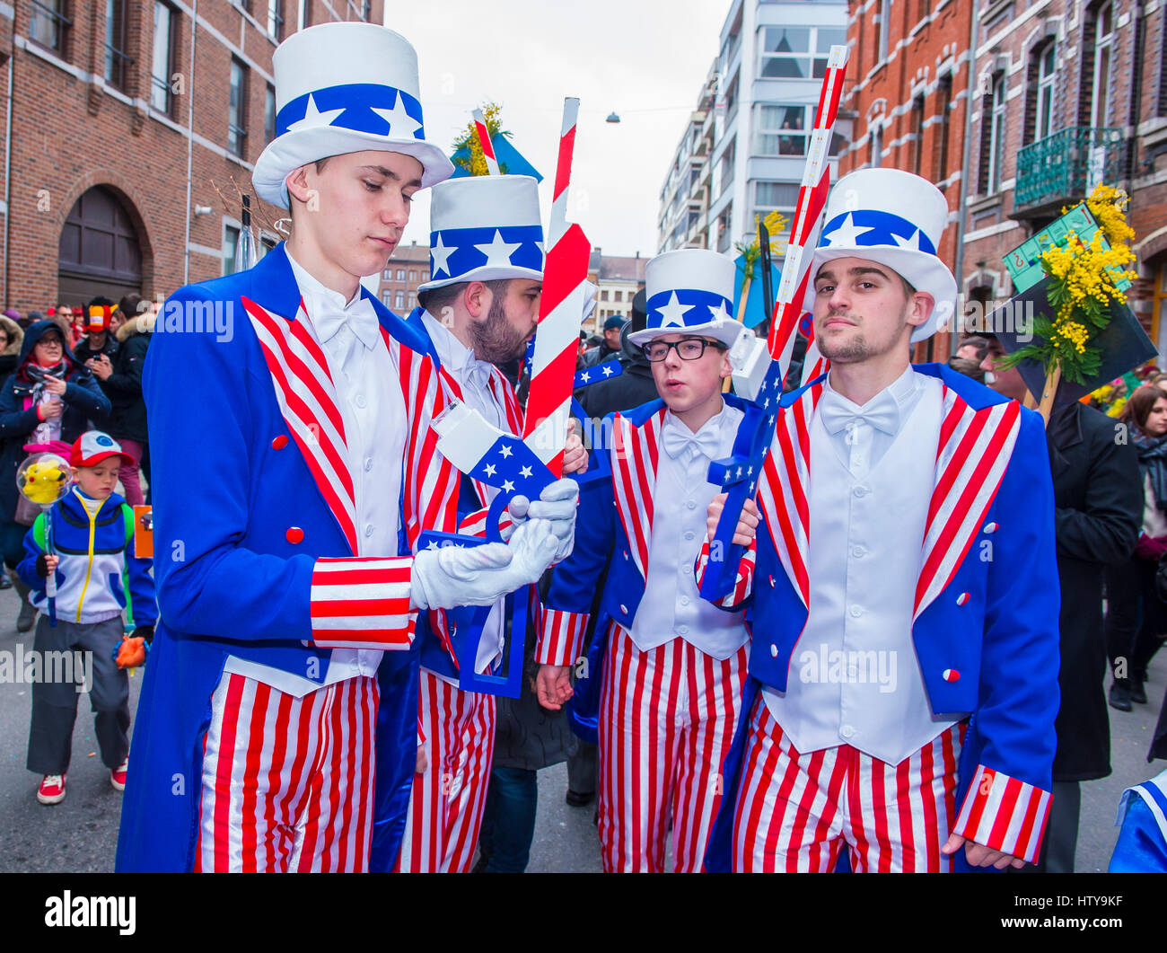 BINCHE , BELGIUM - FEB 26 : Participants in the Binche Carnival in ...