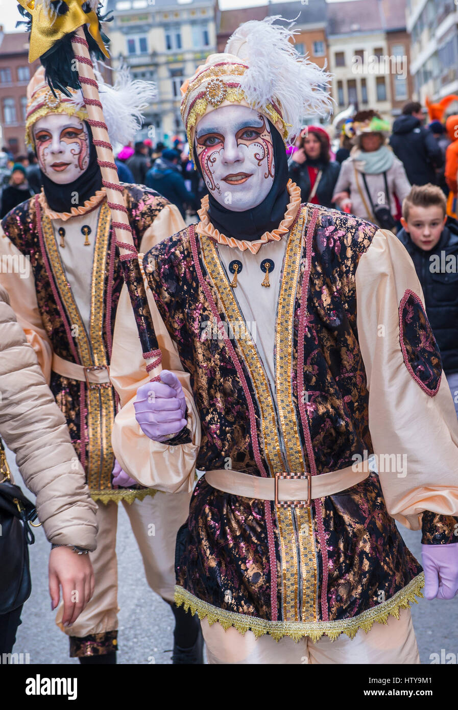 BINCHE , BELGIUM - FEB 26 : Participants in the Binche Carnival in ...